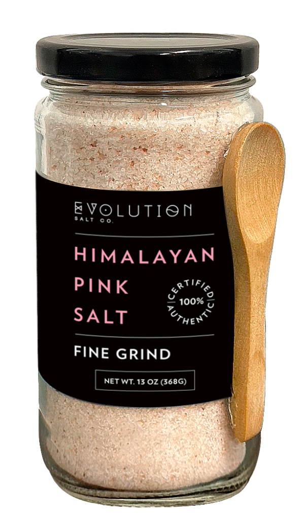 Himalayan Pink Salt – Fine Grind, Glass Jar with Wooden Spoon ...